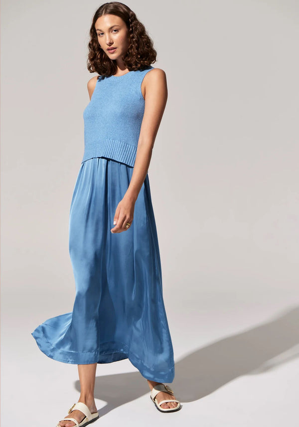 POL Estel Knit Tank Dress - Blue - Zabecca Living