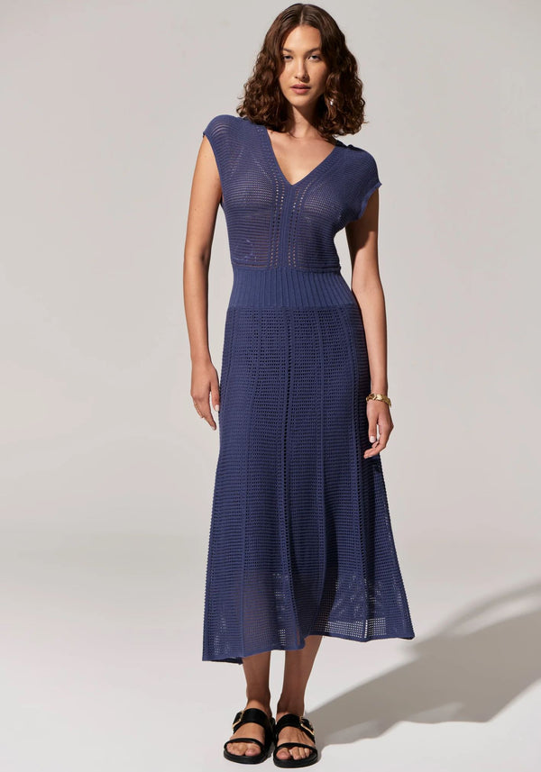 POL Paco Pointelle Dress - Blue - Zabecca Living