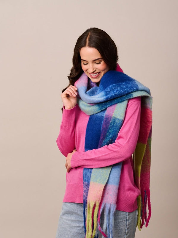 TIGER TREE Saint Martin Scarf - Navy & Pink - Zabecca Living