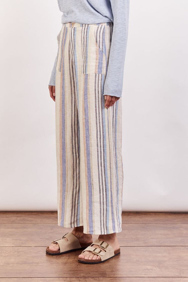 Little Lies | Emily Stripe Pant - Ivory Blue | Zabecca Living