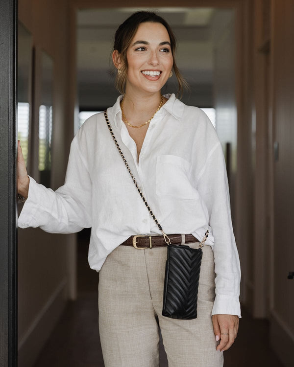 Louenhide | Vera Quilted Phone Crossbody Bag - Black | Zabecca Living