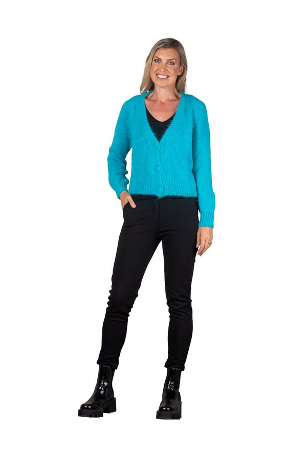 Urban Luxury | 3 Button Cardigan One Size - Aqua | Zabecca Living